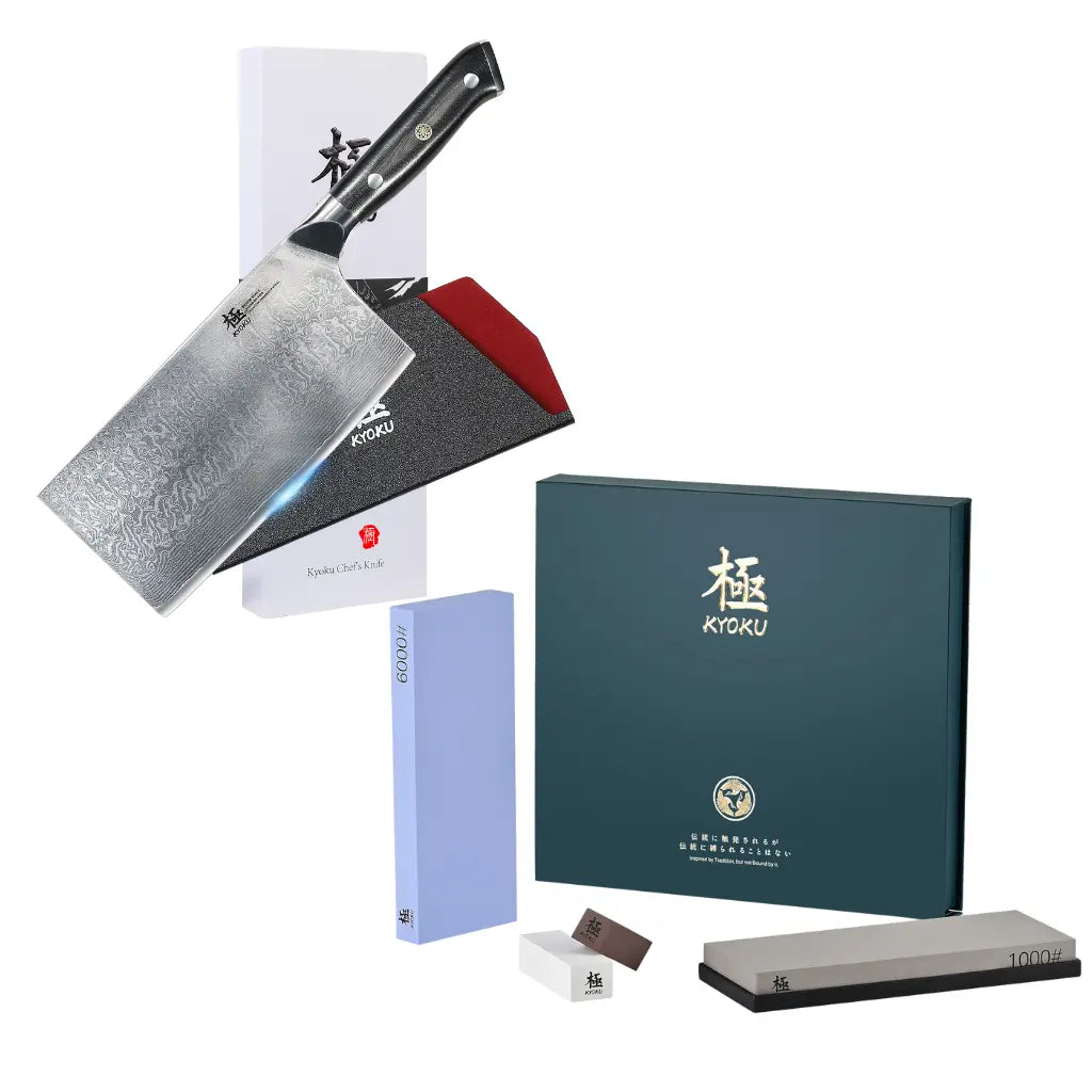 Sharpener's Bundle: Cleaver Knife + Whetstone| Shogun Series – Kyoku Knives